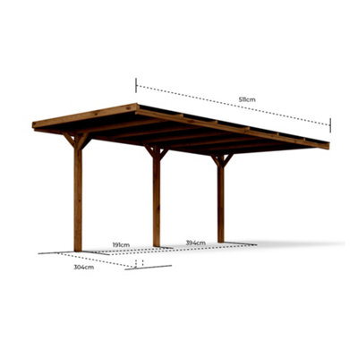 Victor Wall Mounted Wooden Carport 3m x 5m Opaque Roof with Galvanised ...