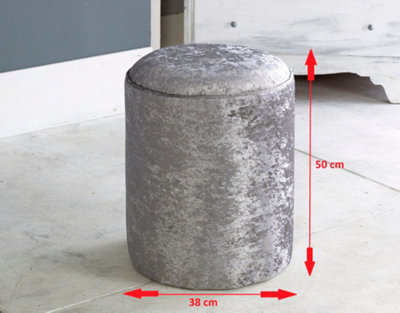 Victoria Crushed Velvet Round Foot Stool Pouffe - Cream
