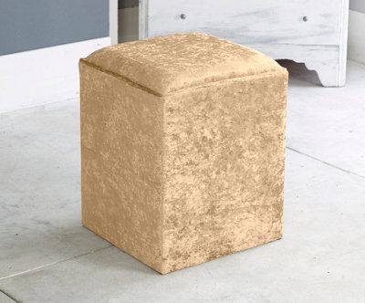 Victoria Crushed Velvet Square Foot Stool Pouffe - Gold