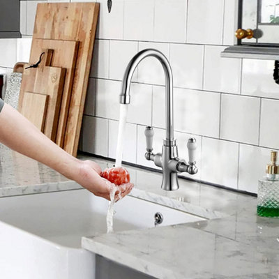Victoria Kitchen Sink Taps Chrome Brass Faucet Lever Kitchen Mixer Taps ...