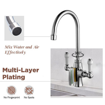Victoria Kitchen Sink Taps Chrome Brass Faucet Lever Kitchen Mixer Taps ...