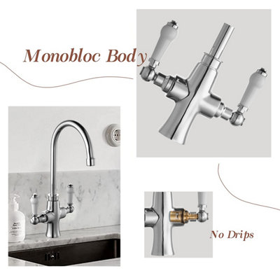 Victoria Kitchen Sink Taps Chrome Brass Faucet Lever Kitchen Mixer Taps ...