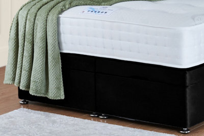 Victoria Plush Black End Opening Divan Ottoman Bed with 54 Inch ...