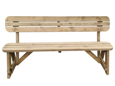 Victoria Rounded Garden Fence Bench with Back-rest (6ft, Rustic brown ...