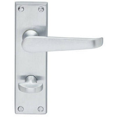 Victorian Flat Lever on Bathroom Backplate Handle 150 x 42mm Satin Chrome