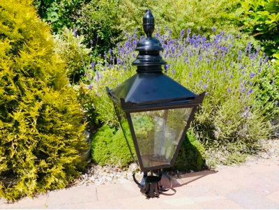 Victorian Garden Post Lamp, 90cm Vintage Lantern, Metal with Glass and ...