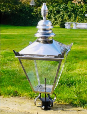 Victorian Garden Post Lamp, 90cm Vintage Lantern, Metal with Glass and ...