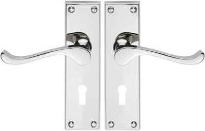 Victorian Premium Scroll Lever Lock Handle Chrome 1 Pair