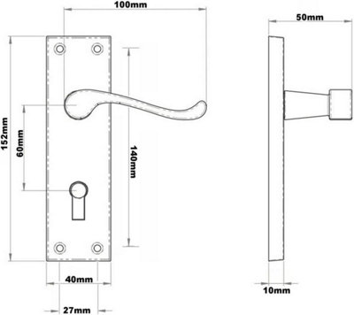 Victorian Premium Scroll Lever Lock Handle Satin Chrome 1 Pair