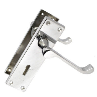 Victorian Scroll Lever Lock Chrome Handle | DIY at B&Q