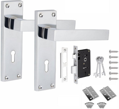 Victorian Straight Delta Handle, Polished Chrome Lever Lock Door ...
