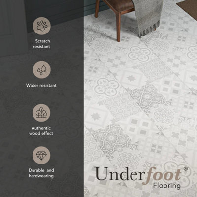 Victorian Style Mosaic Tile Effect Laminate Flooring Pack Vintage Click ...