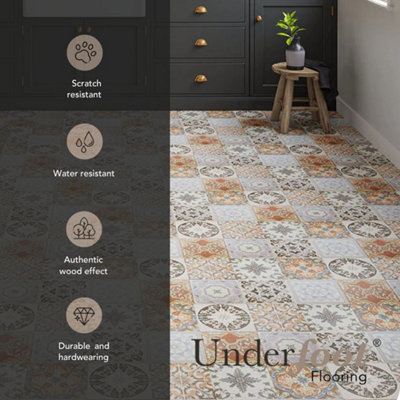 Victorian Style Mosaic Tile Effect Laminate Flooring Pack Vintage Click ...