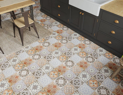Victorian Style Mosaic Tile Effect Laminate Flooring Pack Vintage Click ...