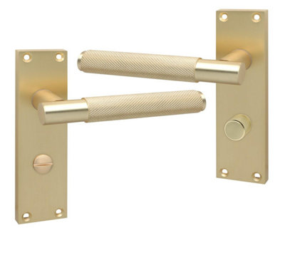Victorian T-Bar Knurled Bathroom Lock Door Handles with Bathroom ...
