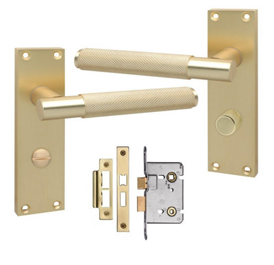 Victorian T-Bar Knurled Bathroom Lock Internal Door Handles with ...