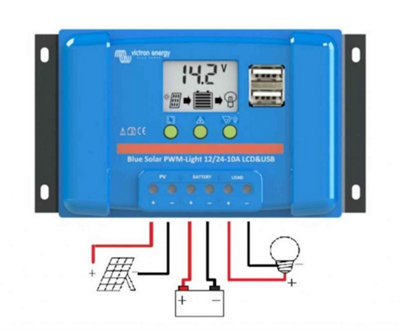 Victron Energy Bluesolar PWM Charge Controller 12/24v 20A LCD Screen & USB