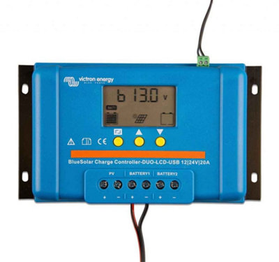 Victron Energy Bluesolar PWM Duo Charge Controller 12/24v 20A LCD Screen and 2 USB Ports