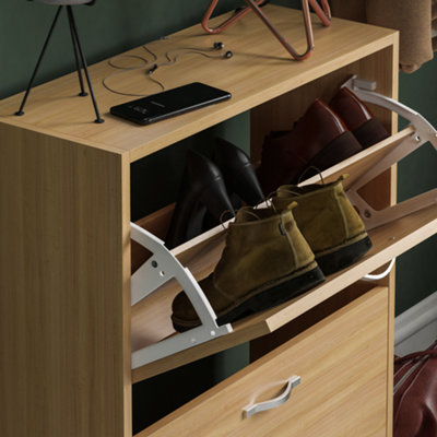 Vida Designs 2 Drawer Shoe Storage Cabinet Pine