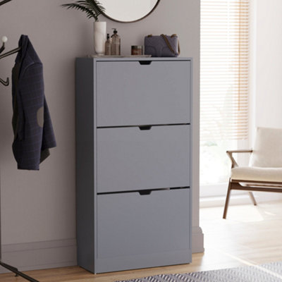 Vida Designs 3 Drawer Grey Shoe Cabinet - FSC Certified