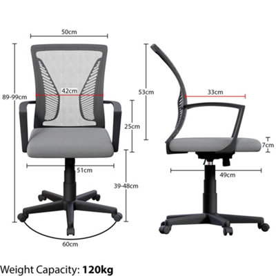 Vida Designs Airdrie Office UKFR Mesh Chair, Grey