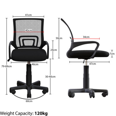 Vida Designs Airsdale Office UKFR Mesh Chair, Black