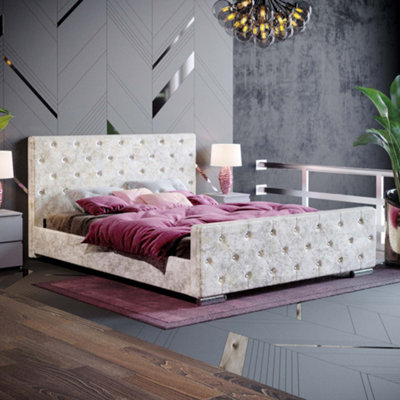 Vida Designs Arabella Crushed Velvet Champagne 5ft King Size Bed Frame ...