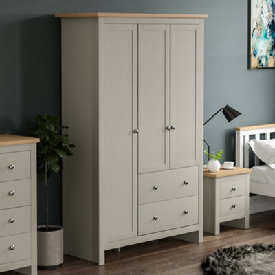 Vida Designs Arlington Grey 3 Door 2 Drawer Wardrobe H 1800mm W 1090mm D 520mm