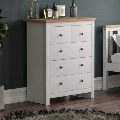 Vida Designs Arlington White 3+2 Drawer Chest (H)950mm (W)790mm (D ...