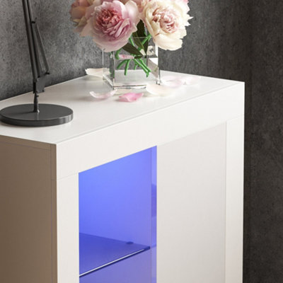Vida Designs Azura White 1 Door LED Sideboard Storage Cabinet Cupboard