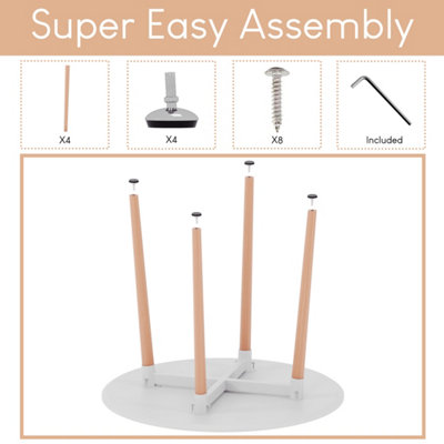Vida Designs Batley 4 Seater Round Dining Table, White