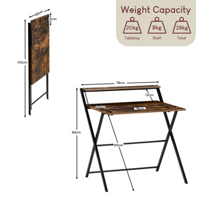 Vida Designs Brooklyn Dark Wood Foldable Computer Desk - Fully Assembled