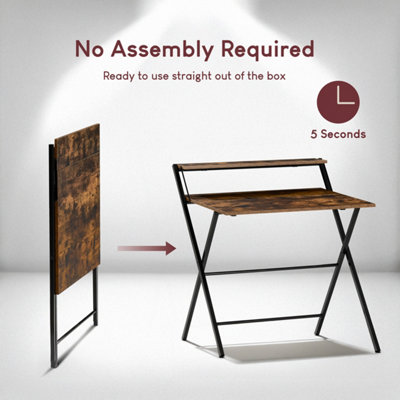 Vida Designs Brooklyn Dark Wood Foldable Computer Desk - Fully Assembled