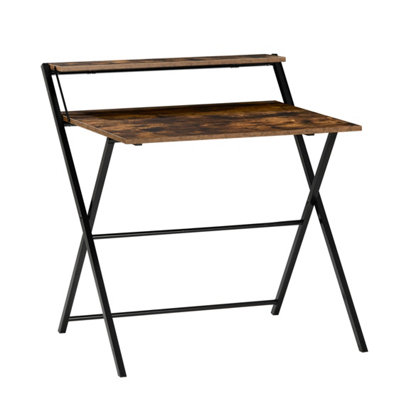 Vida Designs Brooklyn Dark Wood Foldable Computer Desk - Fully Assembled