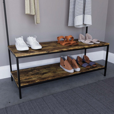 Dark wood storage bench store