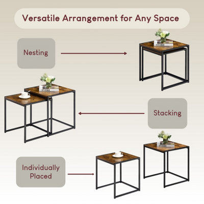 Vida Designs Brooklyn Dark Wood Nest of Tables Set of 2 Industrial ...