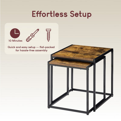 Vida Designs Brooklyn Dark Wood Nest of Tables Set of 2 Industrial ...