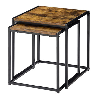 Vida Designs Brooklyn Dark Wood Nest of Tables Set of 2 Industrial ...