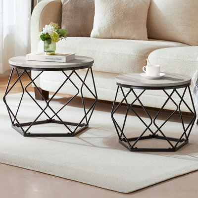 Vida Designs Brooklyn Nest of 2 Geometric Tables, Grey