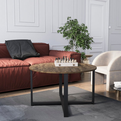 Vida Designs Brooklyn Round Coffee Table, Dark Wood
