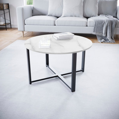 Vida Designs Brooklyn Round Coffee Table, Marble