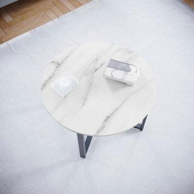 Vida Designs Brooklyn Round Coffee Table, Marble