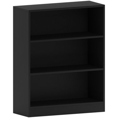 Vida Designs Cambridge Black 3 Tier Low Bookcase Freestanding Shelving ...