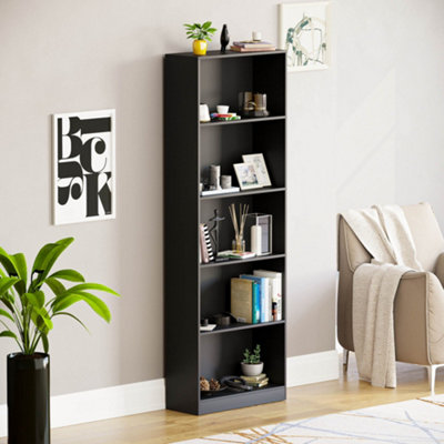 Vida Designs Cambridge Black 5 Tier Extra Large Bookcase Freestanding Shelving Unit H 1750mm W 600mm