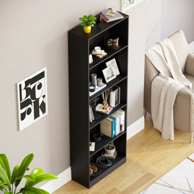 Vida Designs Cambridge Black 5 Tier Extra Large Bookcase Freestanding Shelving Unit H 1750mm W 600mm