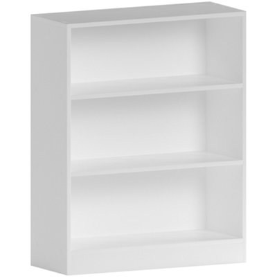 Vida Designs Cambridge White 3 Tier Low Bookcase Freestanding Shelving ...