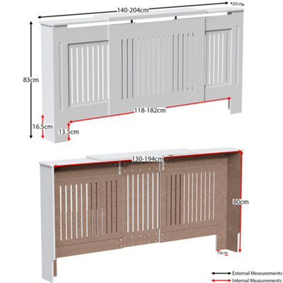 Vida Designs Chelsea Adjustable White MDF Radiator Cover