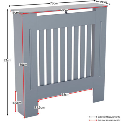 Vida Designs Chelsea Radiator Cover, Dark Grey, Small