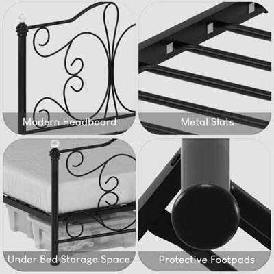 Vida Designs Chicago Black 4ft Small Double Metal Bed Frame
