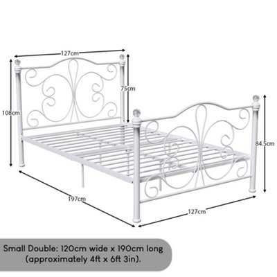 Vida Designs Chicago White 4ft Small Double Metal Bed Frame